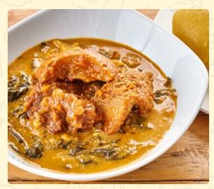 Yellow garri, bitter leaf soup with ponmo beef and saki - Prime ...